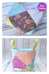 Simple Patchwork Fabric Bucket Free Sewing Pattern