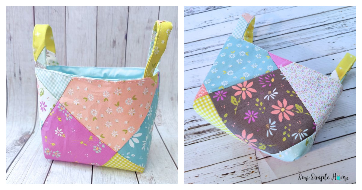Simple Patchwork Fabric Bucket Free Sewing Pattern